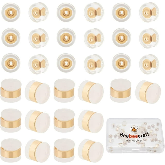 40Pcs 2 Style Silicone Earring Backs Replacements 18K Gold Plated Belt ...