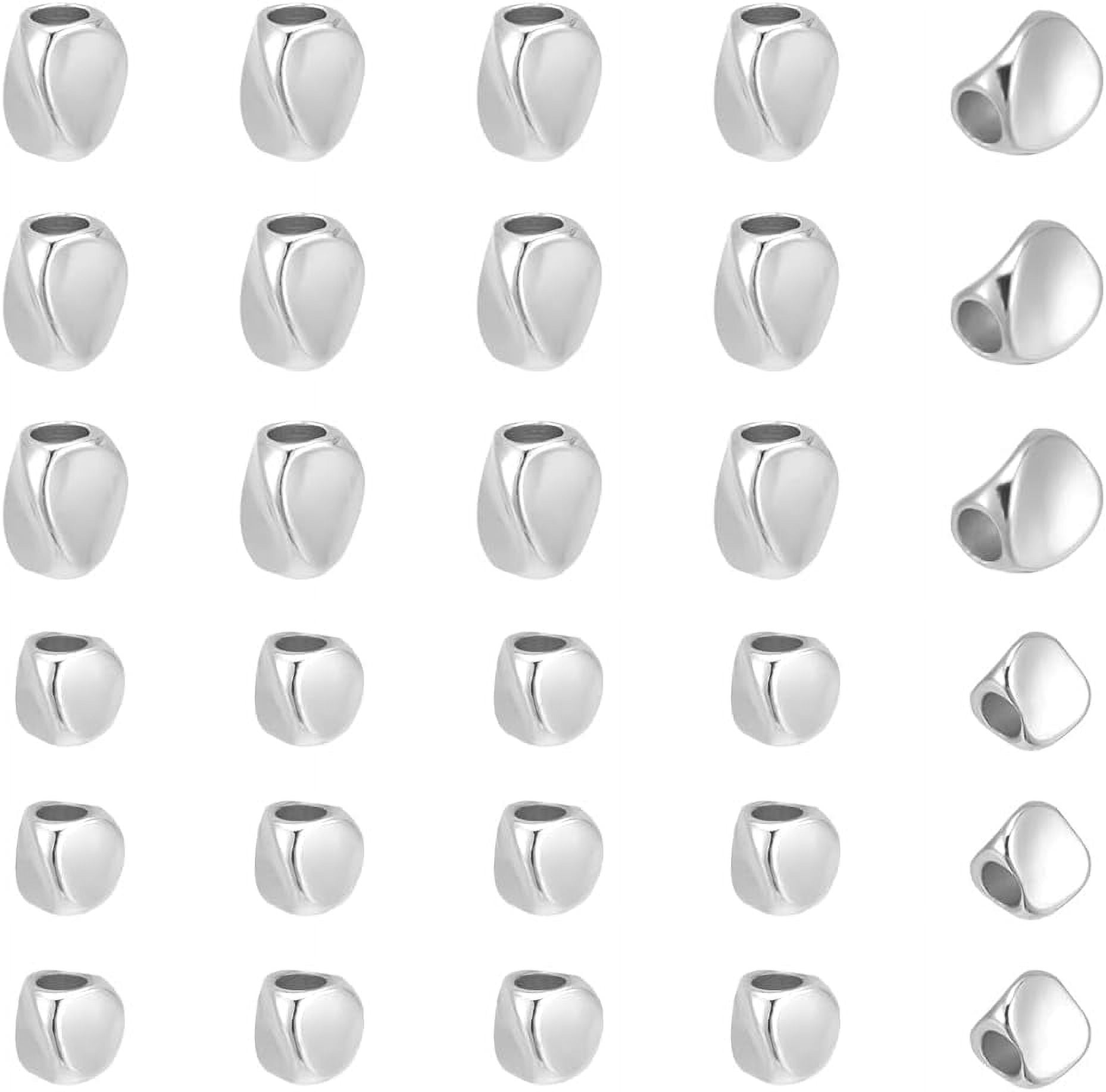 40Pcs 2 Styles Brass Bead Twist Bead Silver 3~5x3~4x3~4mm Hole: 1.2~1 ...