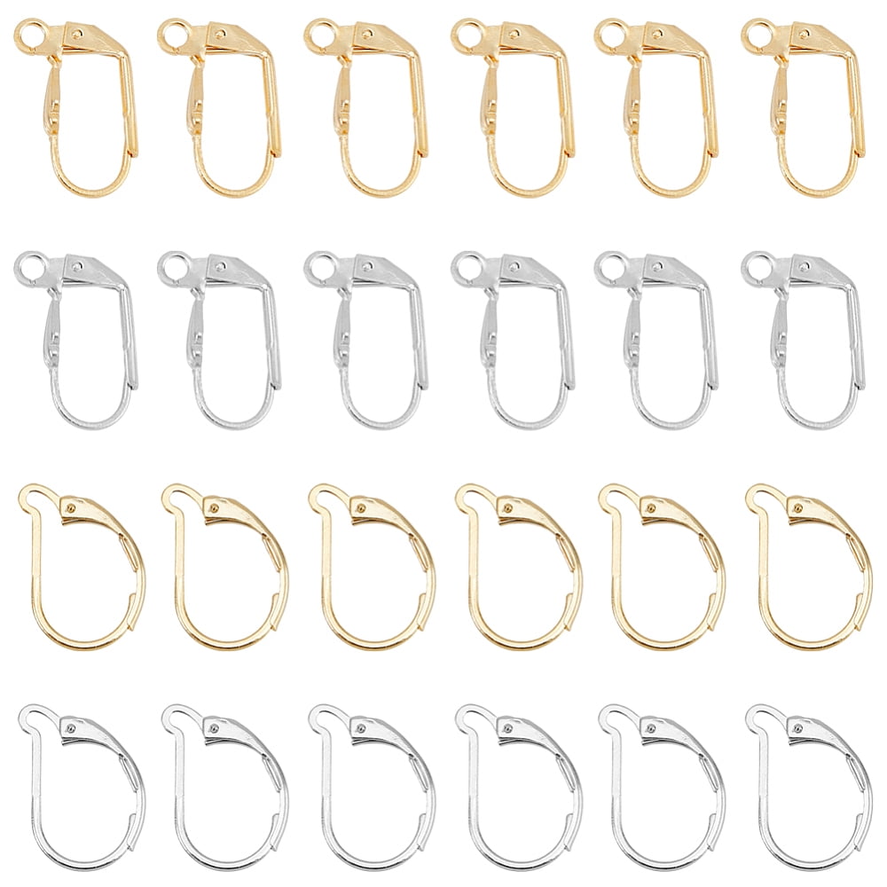 40Pcs 2 Styles Leverback Earring Hooks Brass French Ear Wire Goldan and ...