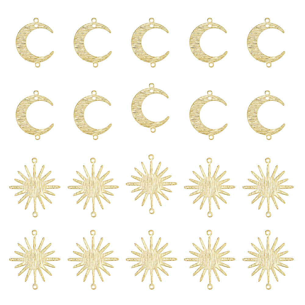 40Pcs 2 Styles Rack Plating Brass Connector Charms Long-Lasting Plated ...