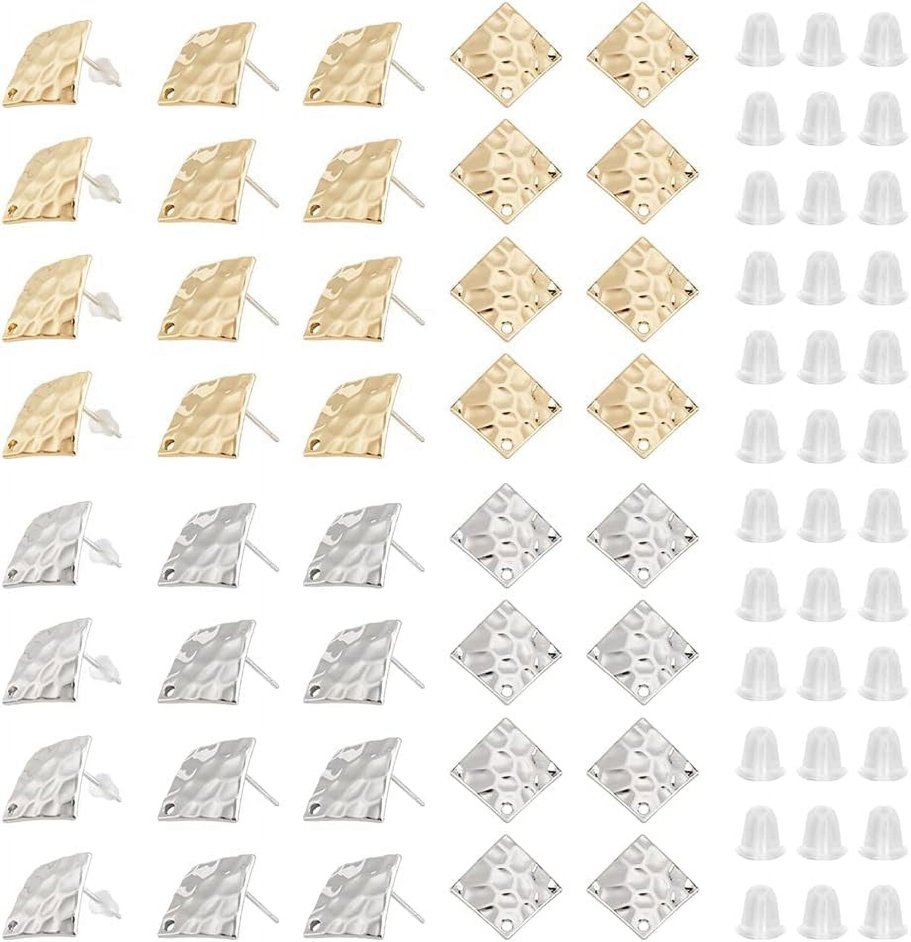 40Pcs 2 Styles Rhombus Earring Findings 2 Colors Alloy Stud Earrings ...