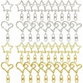 40Pcs 2 Styles Zinc Alloy Spring Gate Rings Heart & Satr Mixed Color 41 ...