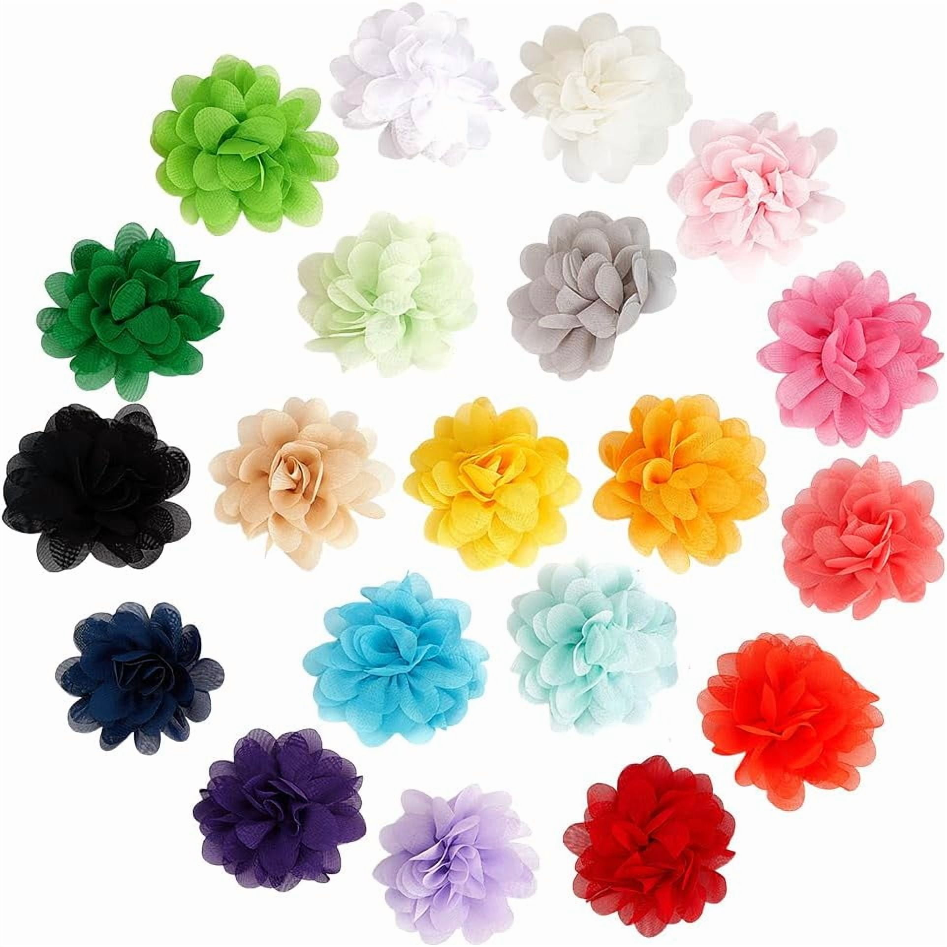 40Pcs 20 Colors Dog Collar Flowers Bulk Colorful Polyester Soft Floral ...