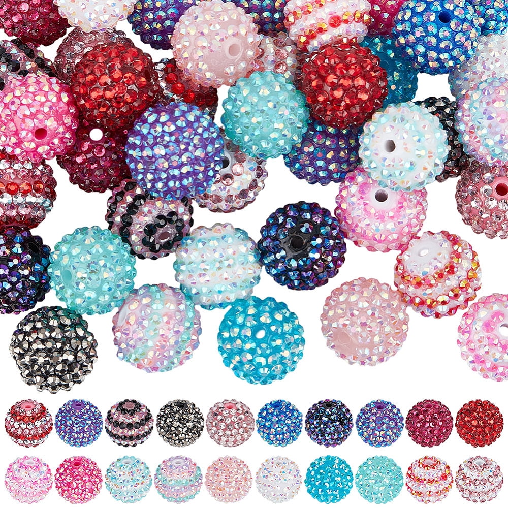40Pcs 20 Colors Resin Rhinestone Beads with Acrylic Round Beads Inside ...