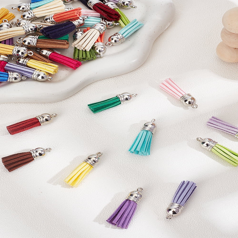 40Pcs 20 Colors Suede Tassel Pendant Decorations with CCB Plastic Cord ...