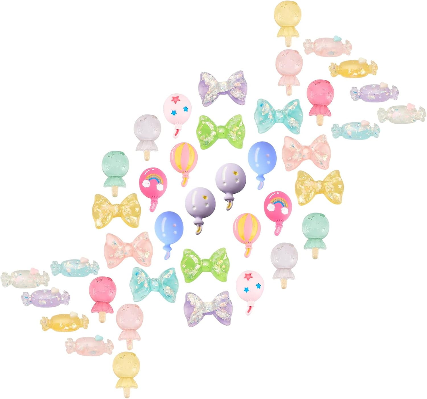 40Pcs 20 Style Opaque Resin Cabochons Balloon & Lollipop & Candy ...