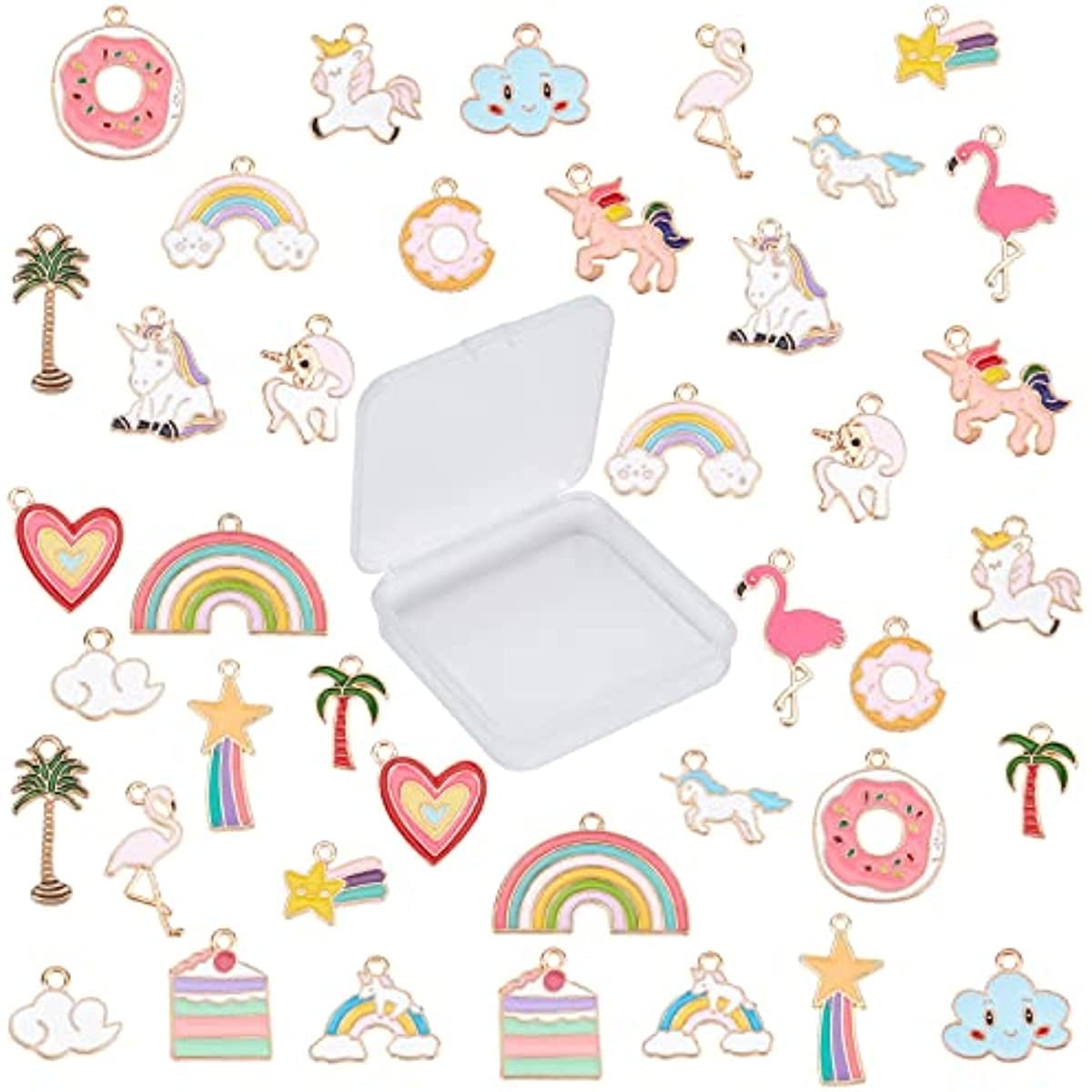 40Pcs 20 Styles Alloy Enamel Unicorn Pendants Rainbow Claud Charms ...