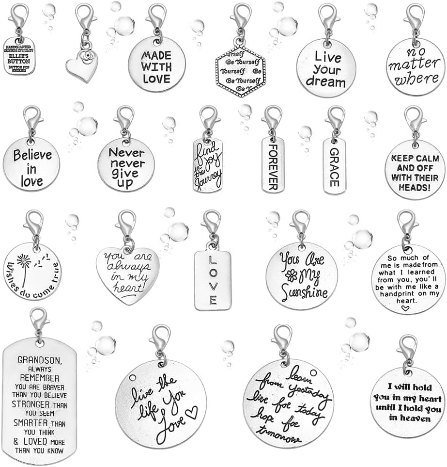 40Pcs 20 Styles Alloy Pendant Decorations with Lobster Claw Clasps ...