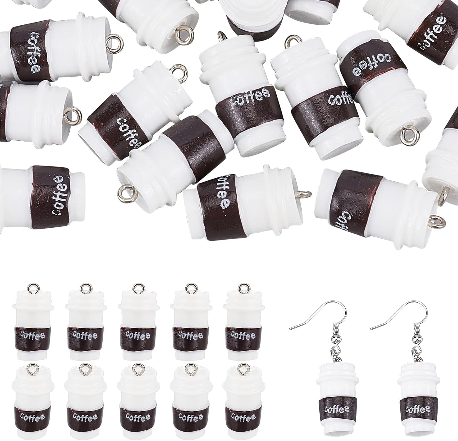 40Pcs 24.5x13mm Coffee Bottle Cup Charm Resin Mini Coffee Cup Charms ...