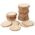 40Pcs 3-4CM Unfinished Natural Round Wood Slices Circles with Tree Bark ...