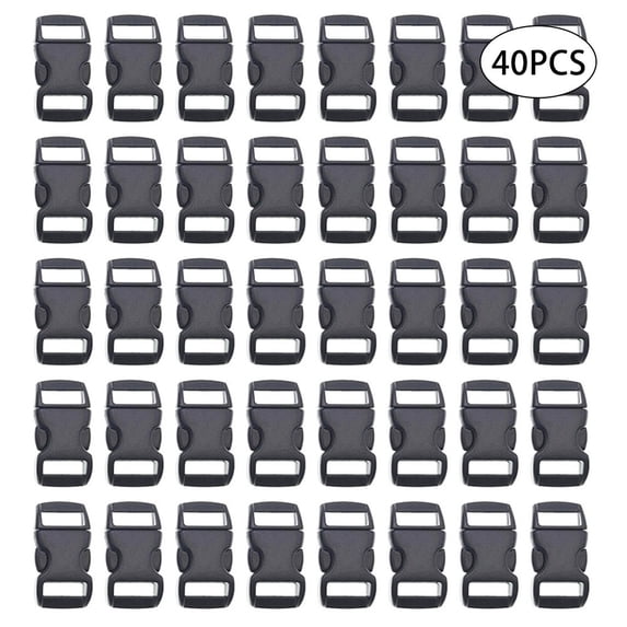 BTOER 40Pcs 3/8'' Plastic Paracord Bracelet Clasps, Black, Durable POM ...