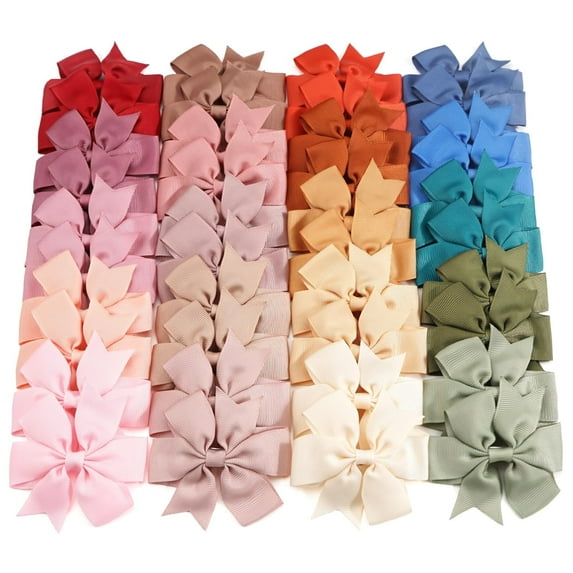40Pcs 3 Inch Boutique Grosgrain Ribbon Pinwheel Hair Bows Alligator ...