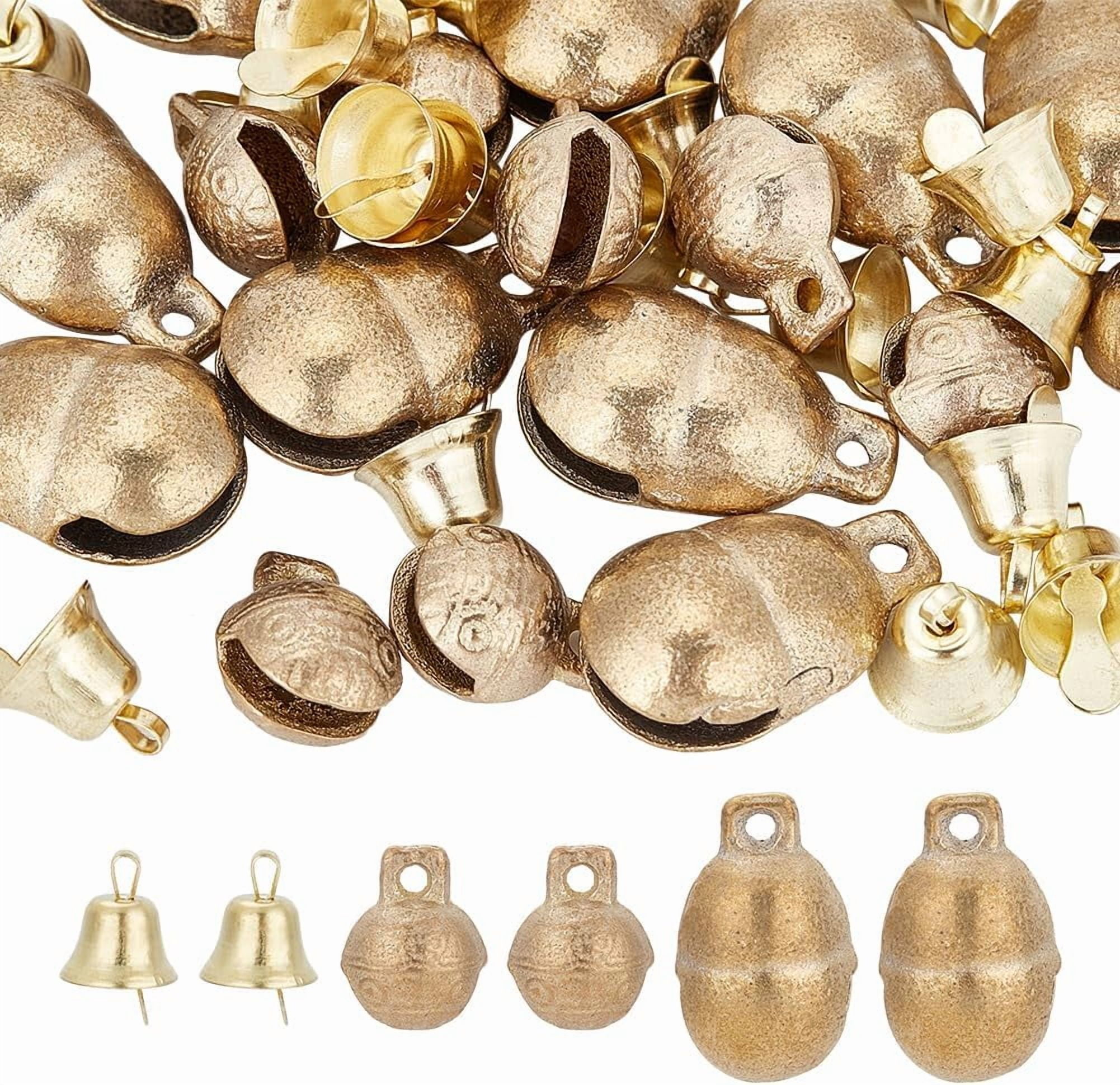 40Pcs 3 Styles Brass & Iron Bell Pendants Mixed Shapes Golden 16~27x11 ...