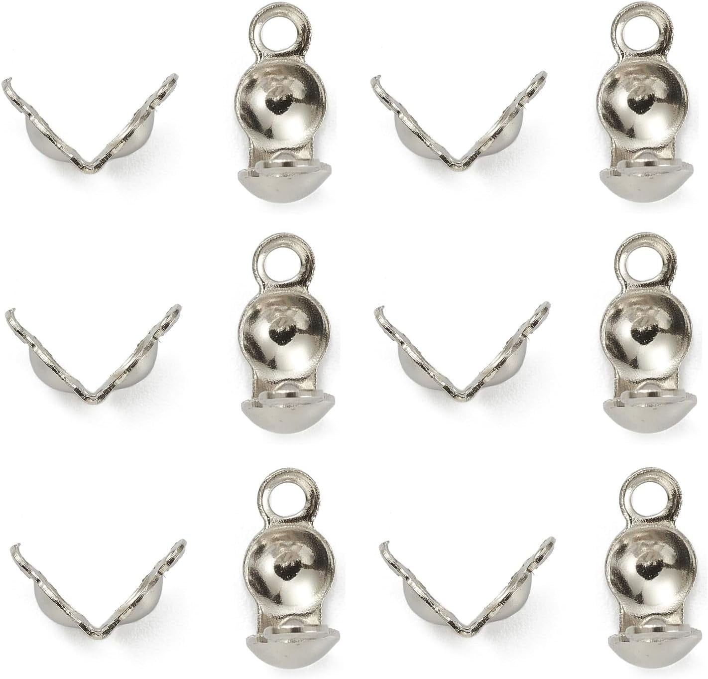 40Pcs 304 Stainless Steel Bead Tips Calotte Ends Clamshell Knot Cover ...
