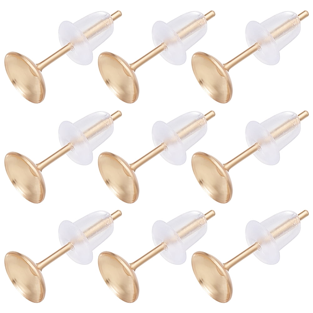 40Pcs 304 Stainless Steel Stud Earring Findings Pearl Cup Stud Settings ...