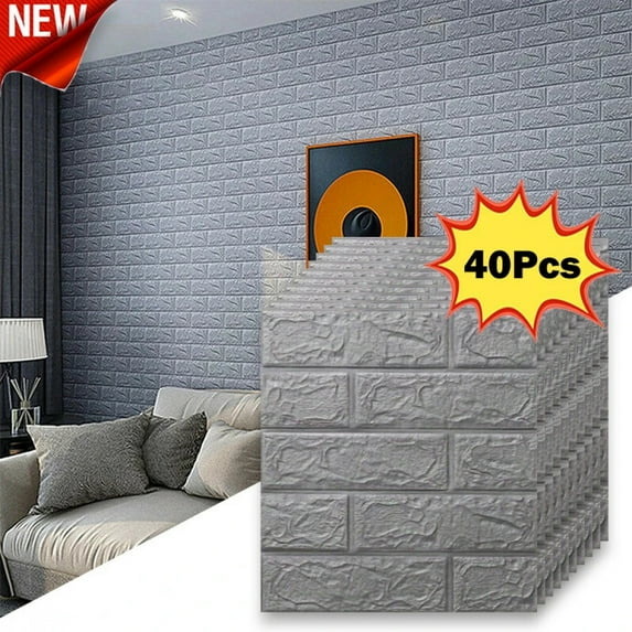 40Pcs 38.5X35cm Imitation Brick Wallpaper Self-adhesive Waterproof ...