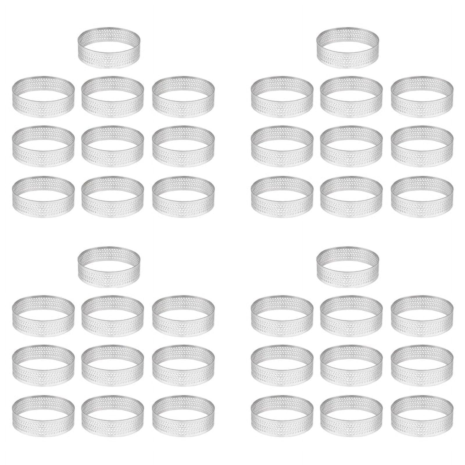 40Pcs 4.5cm Round Stainless Perforated Seamless Tart Ring Quiche Ring ...