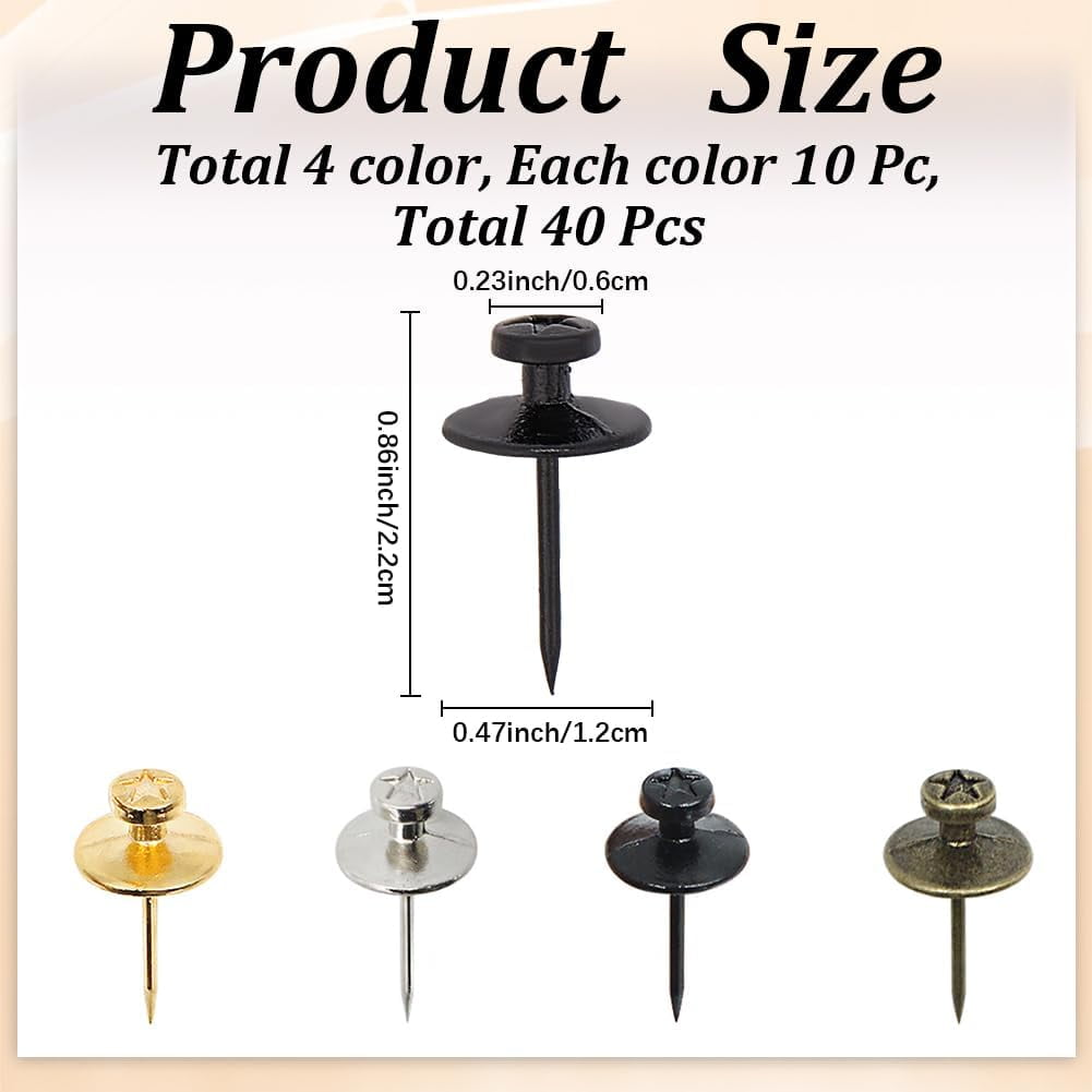 40Pcs 4 Colors Double Headed Picture Hangers Hooks Metal Thumb Tacks ...