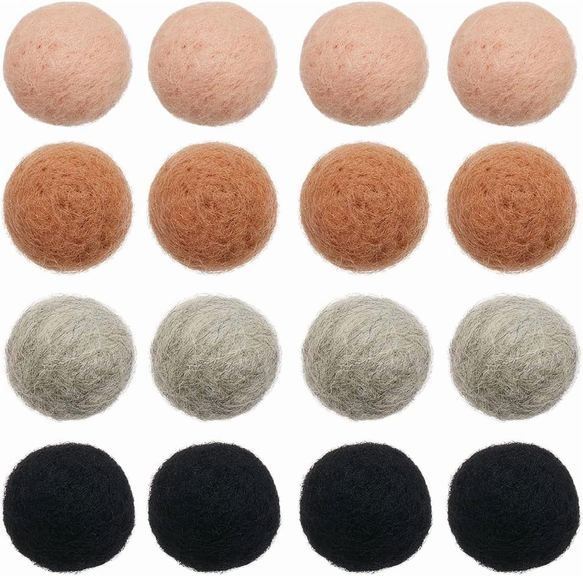 40Pcs 4 Colors Handmade Wool Ball Felt Bulk 20mm Brown Natural Soft ...