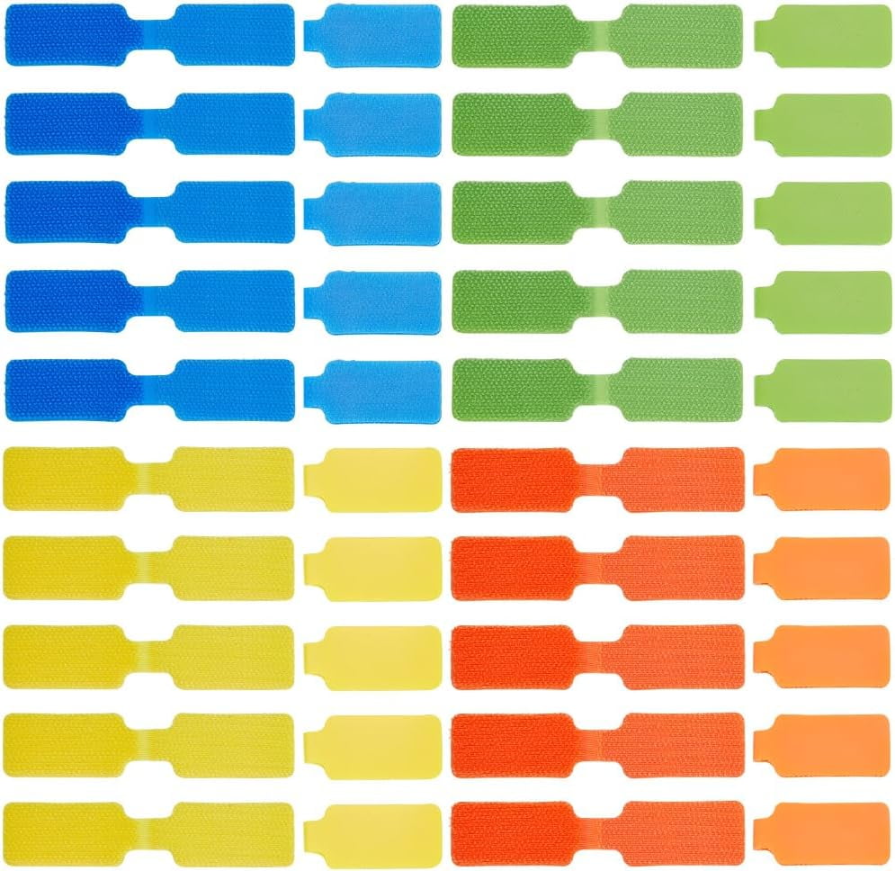 40Pcs 4 Colors Nylon Cable Labels Cord Tags Writable and Bearable Label ...