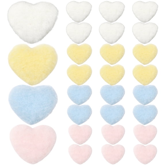 40Pcs 4 Colors Plush Heart Small Hair Clip Decorations Soft Wool Fluffy ...