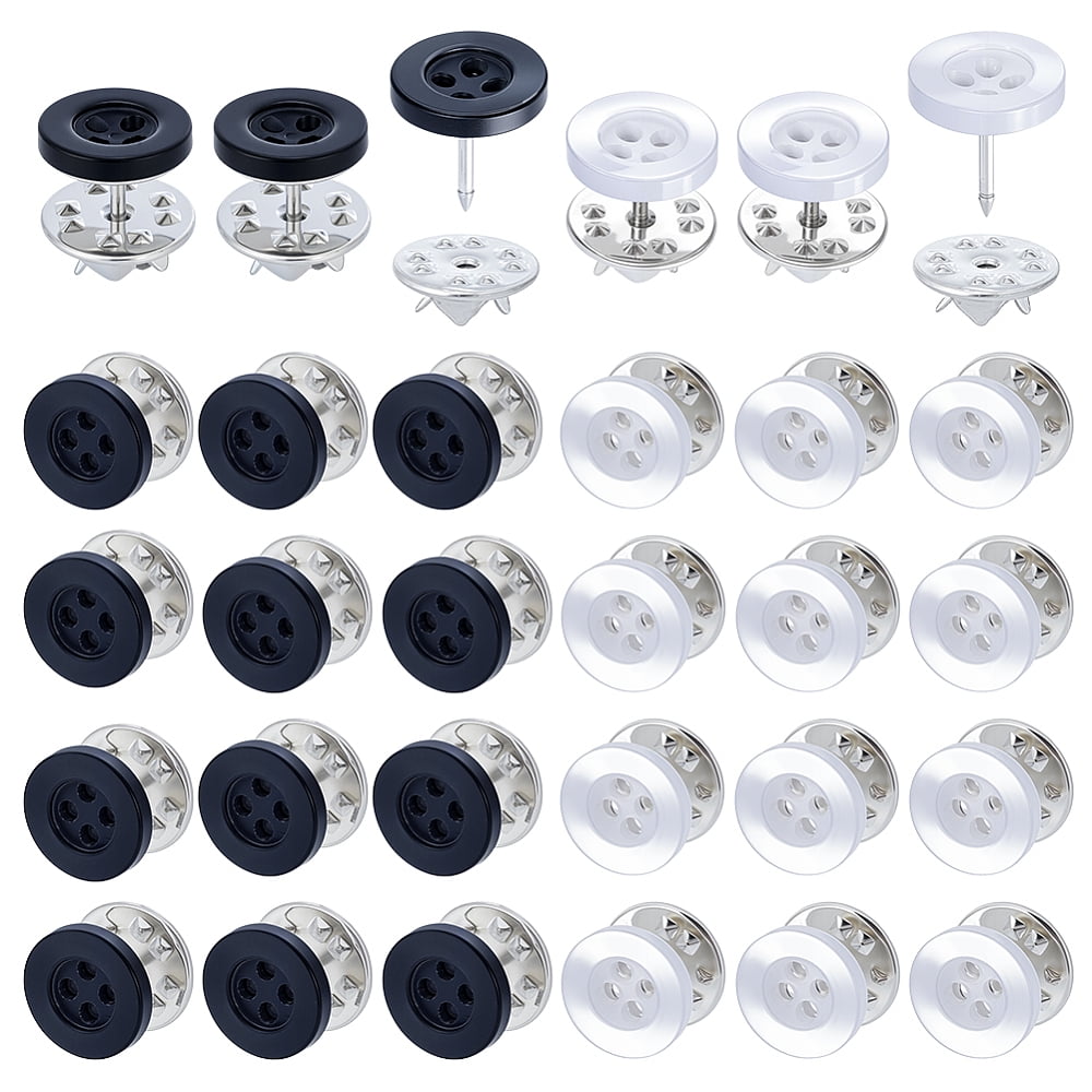 40Pcs 4-Hole Resin Button Lapel Pin Backs Flat Round Mixed Color 12 ...