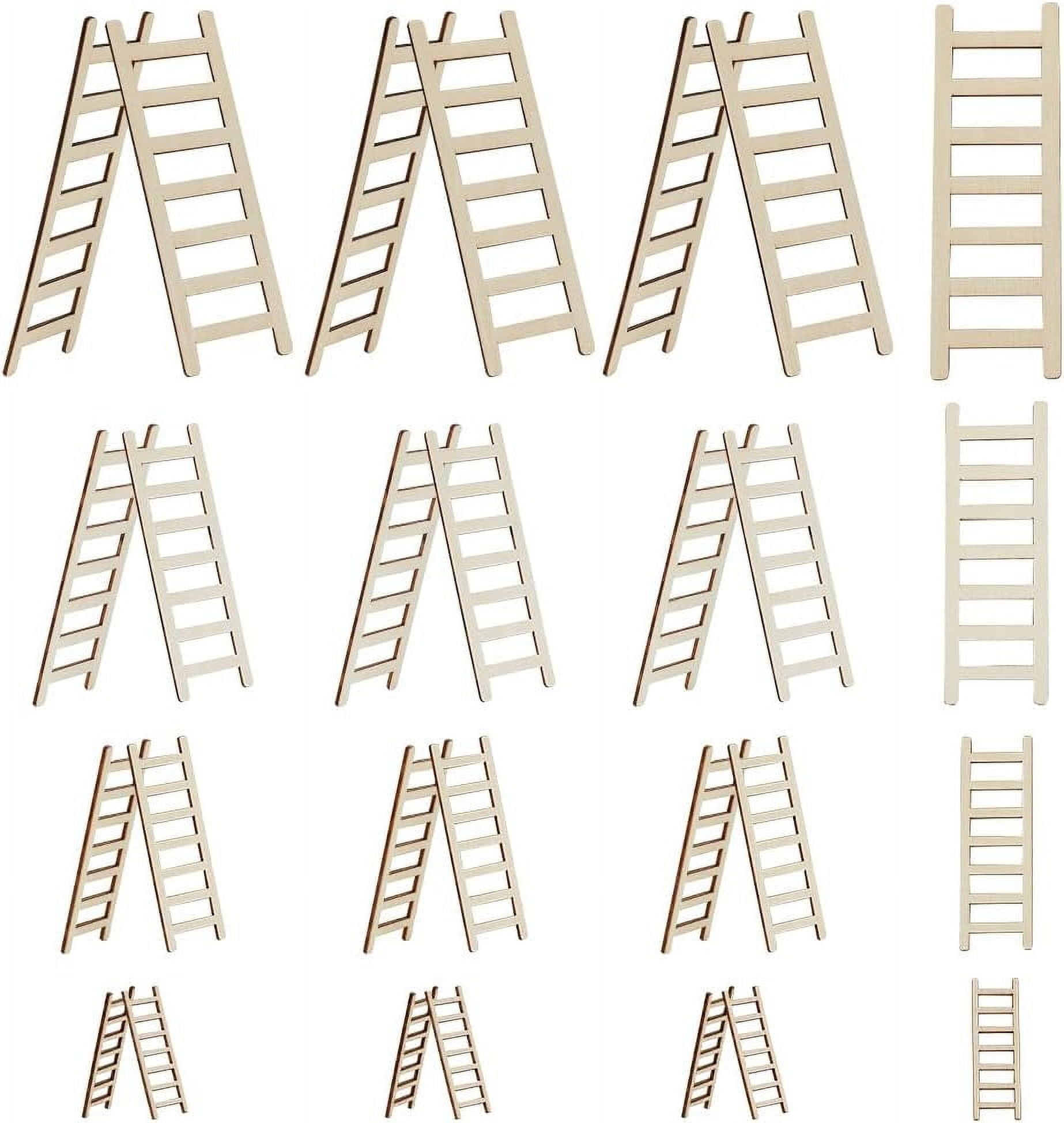40Pcs 4 Sizes Miniature Wood Ladders Mini Wooden Step Ladders Miniature ...