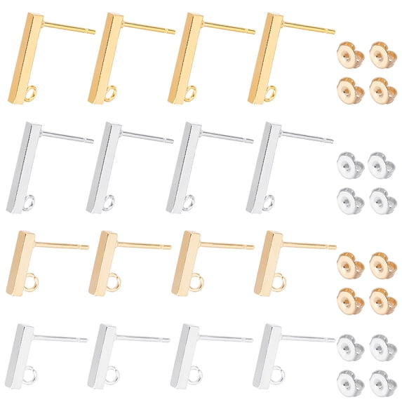 40Pcs 4 Style 304 Stainless Steel Stud Earring Findings with 40Pcs ...