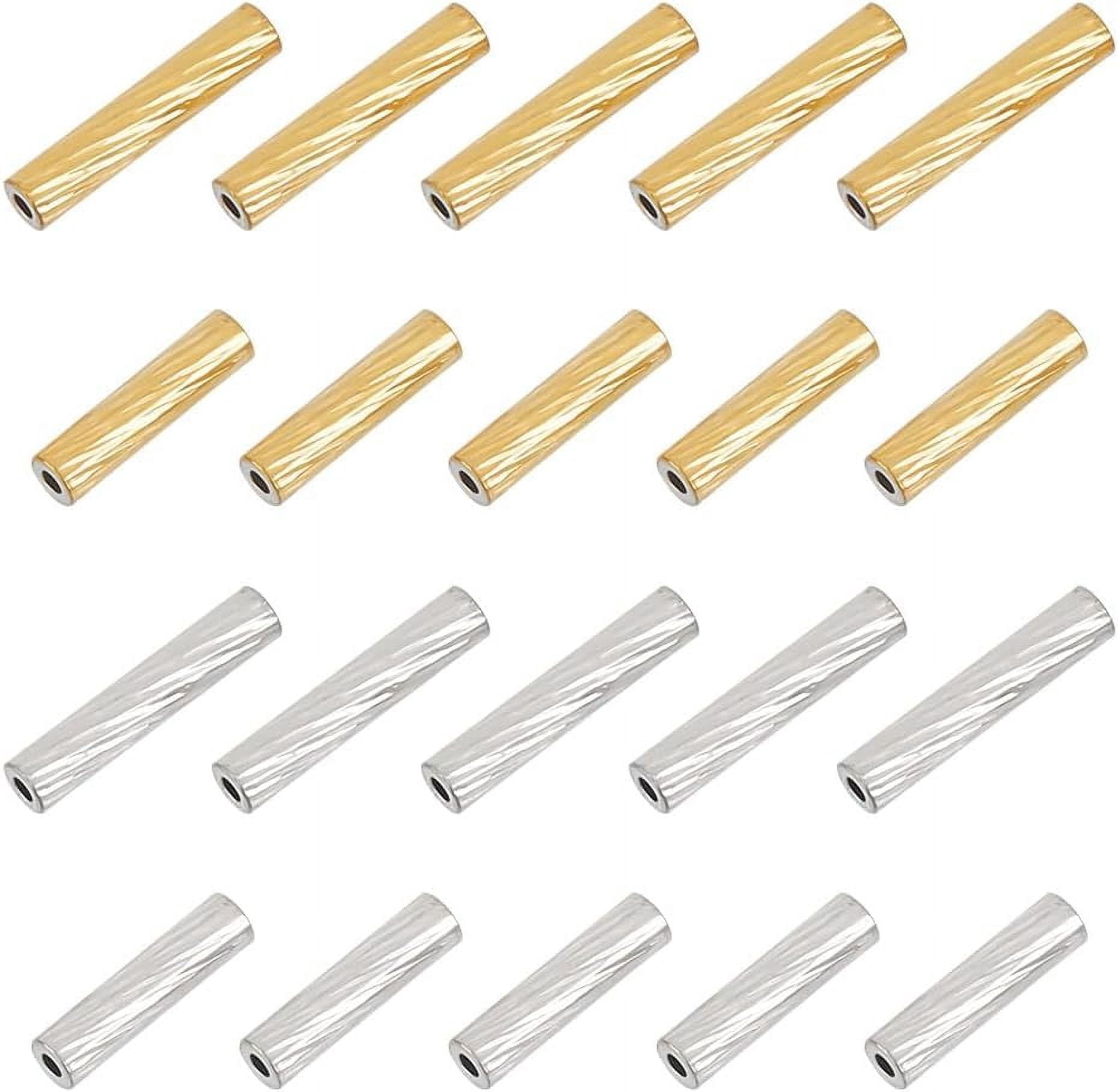 40Pcs 4 Style 304 Stainless Steel Tube Beads Column Mixed Color 8 ...