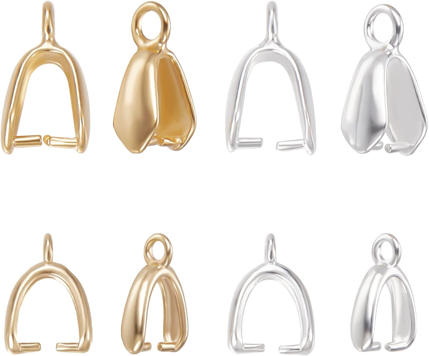 40Pcs 4 Style Pinch Bails for Pendants 18K Gold Sterling Silver Plated ...