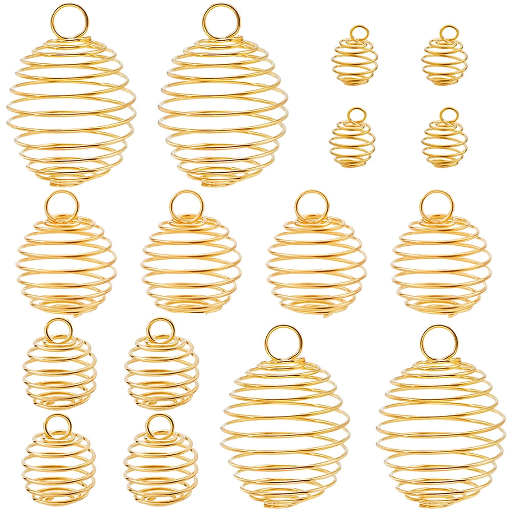 40Pcs 4 Styles Iron Wire Pendants Hollow Round Golden 10pcs/style ...