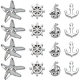 40Pcs 4 Styles Marine Theme Alloy Rhinestone Slide Charms Mixed Shapes ...