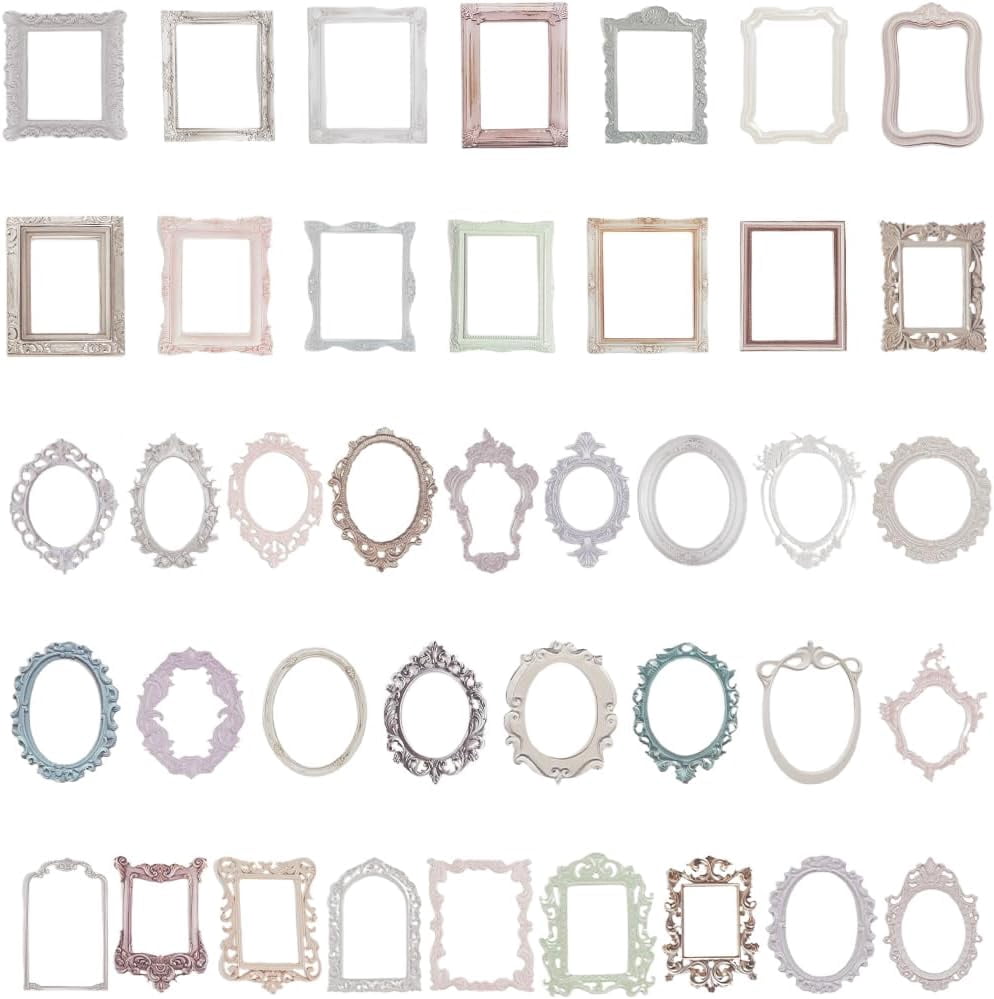 40Pcs 40 Styles Scrapbook Paper Frames Lace Cutout Vintage Decorative ...