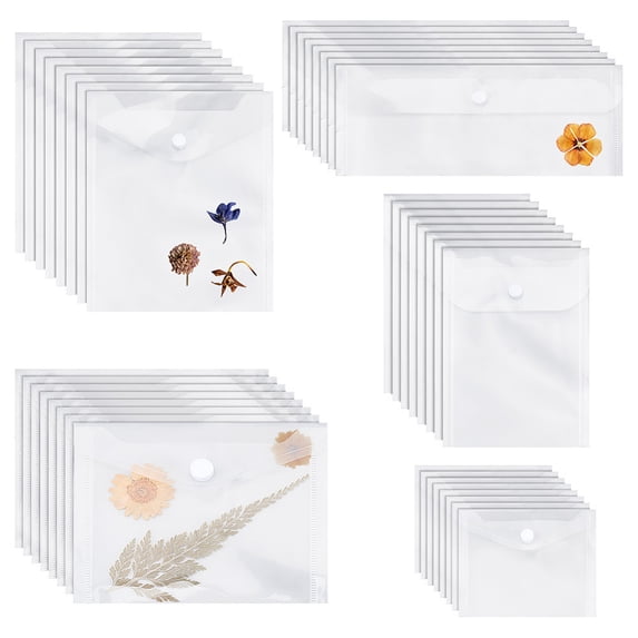 40Pcs 5 Styles Transparent Plastic Envelopes Folders Document File ...