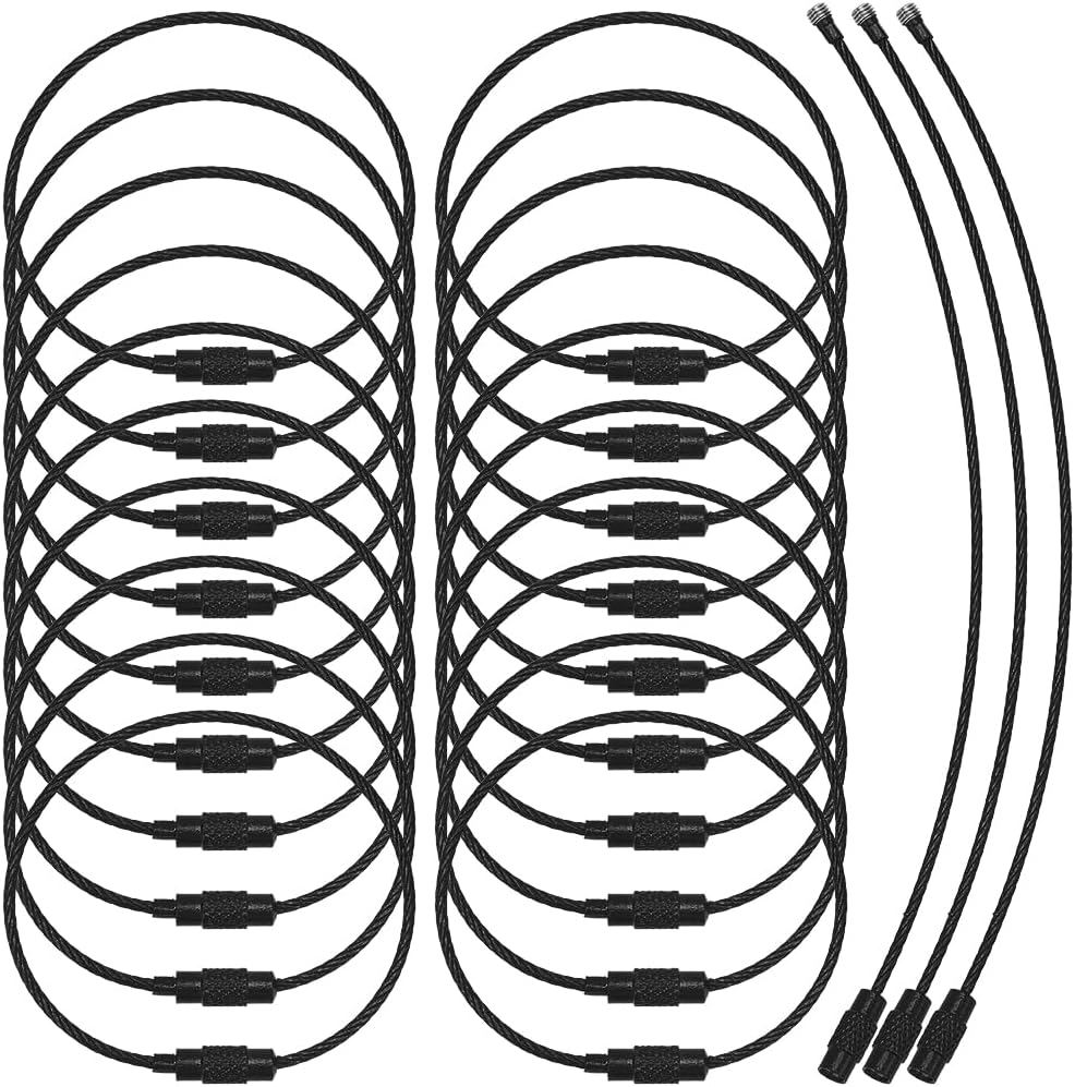 40Pcs Baking Paint Stainless Steel Cable Wire Keychain with Screw ...