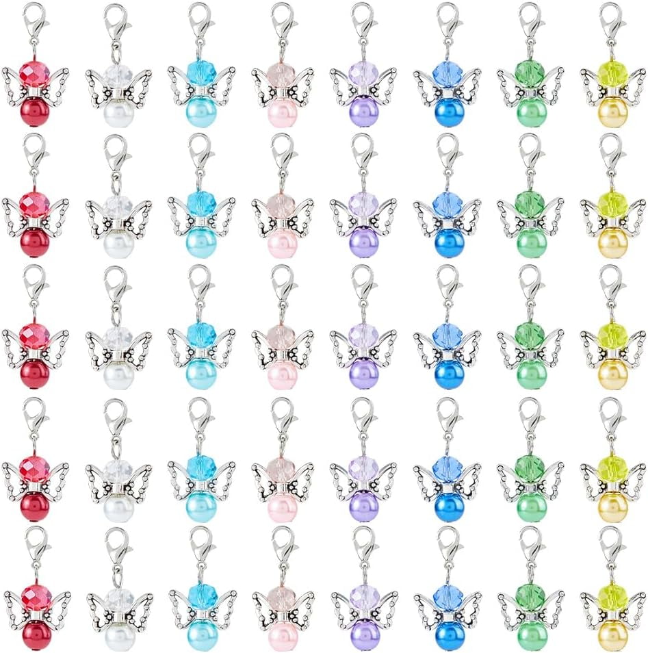 40Pcs 8 Colors Angel Wing Charms Guardian Angel Charms Fairy Dangle ...