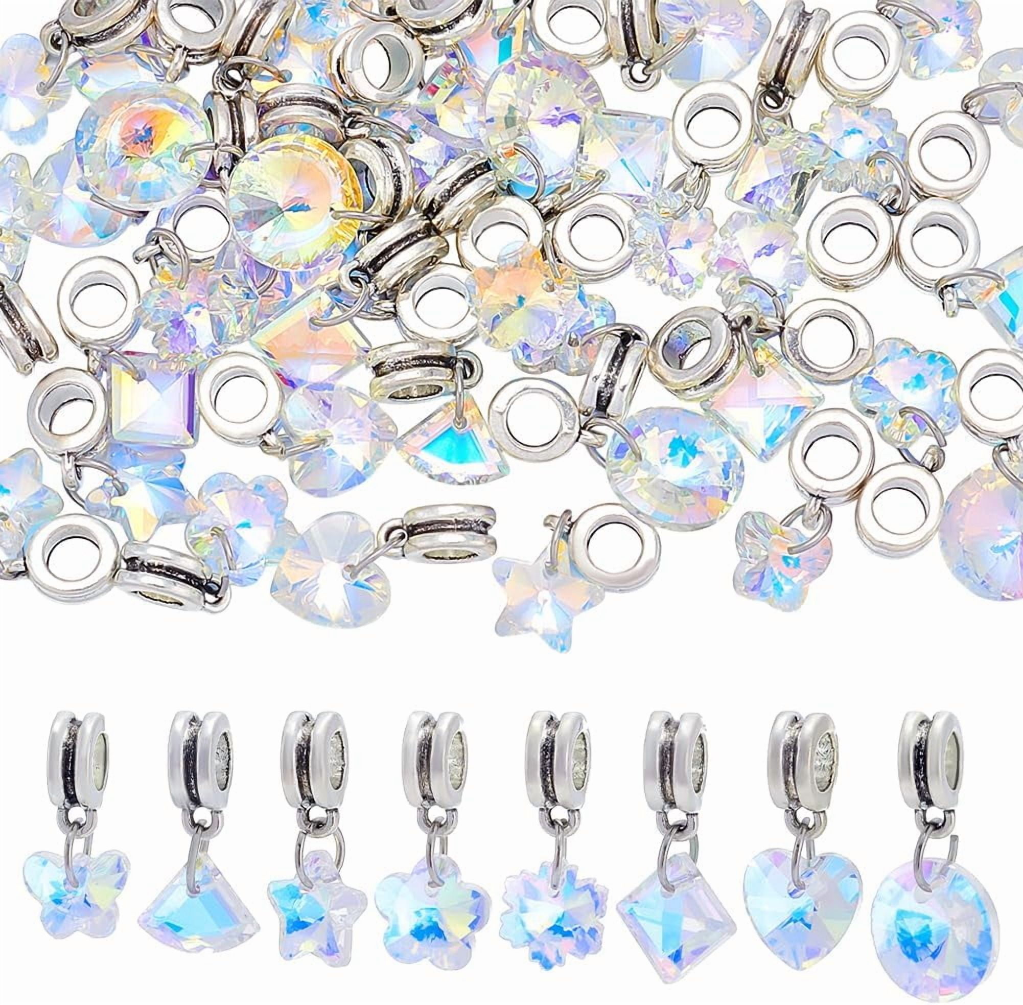 40Pcs 8 Styles AB Glass Charms Transparent Dangle Pendants with Large ...