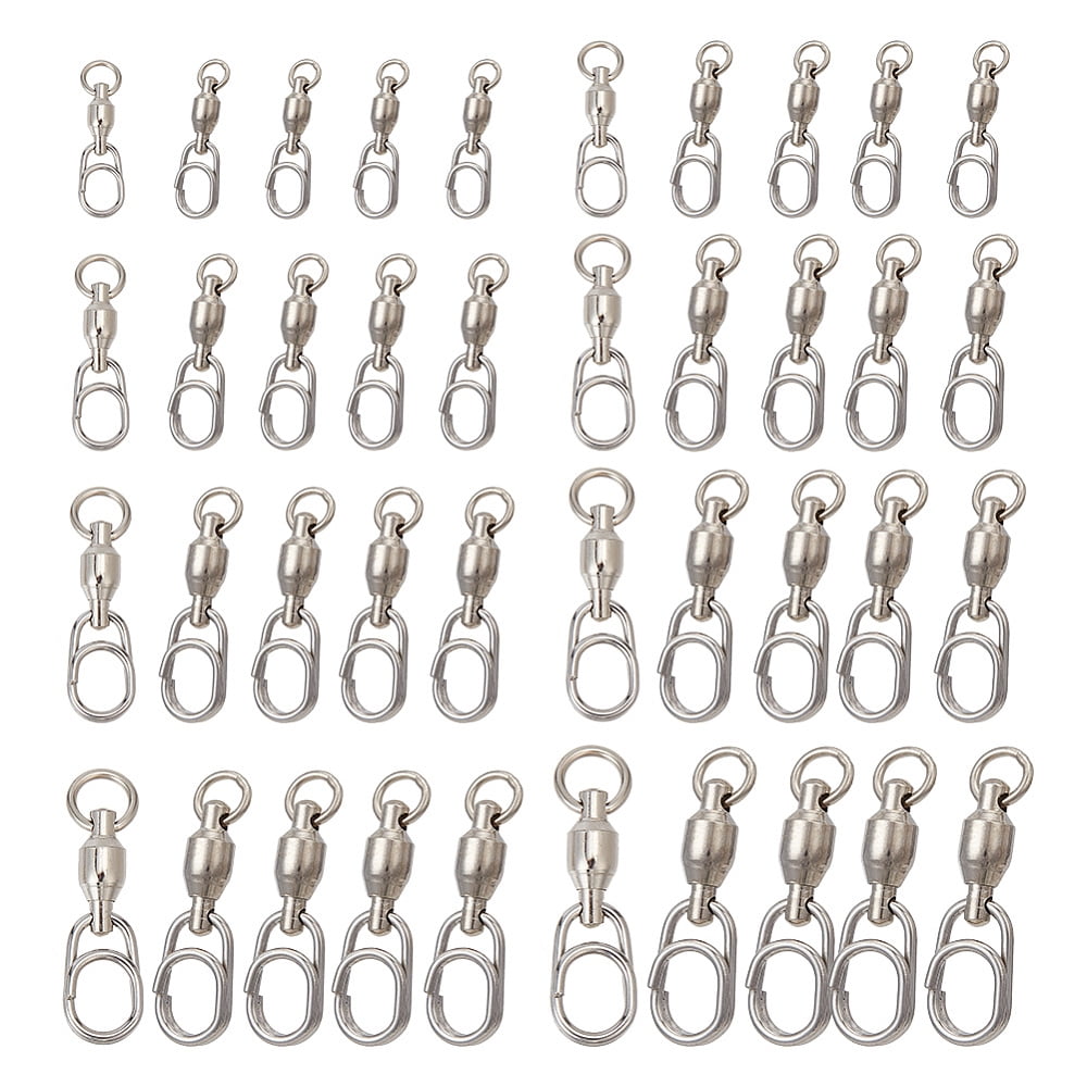40Pcs 8 Styles Brass 304 Stainless Steel Fishing Fast Snap Clips Quick ...