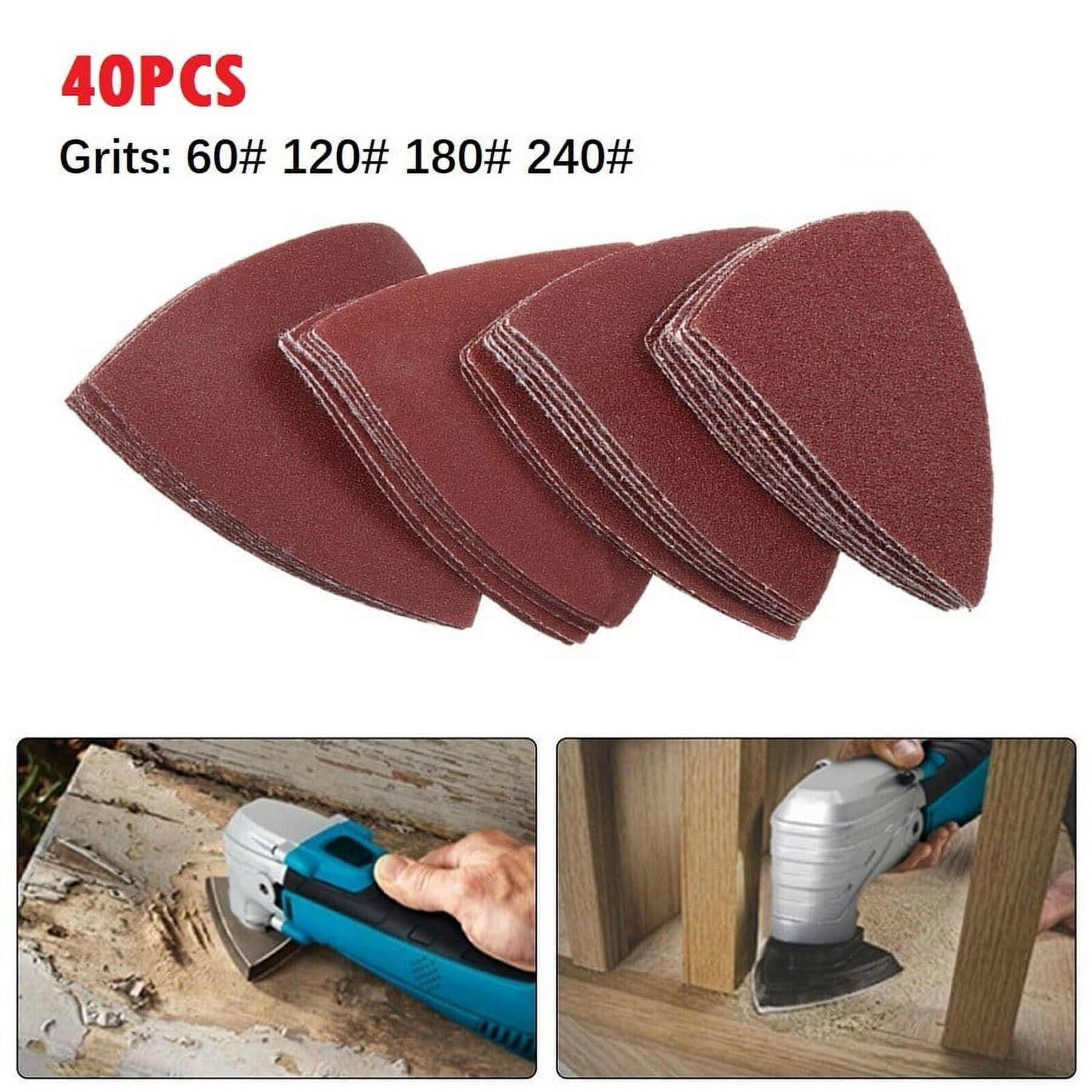 40Pcs 80mm Triangle Sanding Pads, Hook and Loop Triangular Sandpaper ...