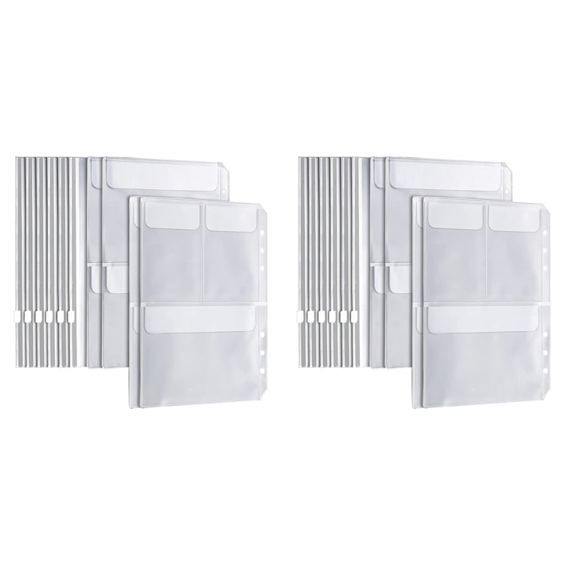 40Pcs A5 6 Ring Binder Pockets 3 Types Envelope,Zipper Closurek Bill ...