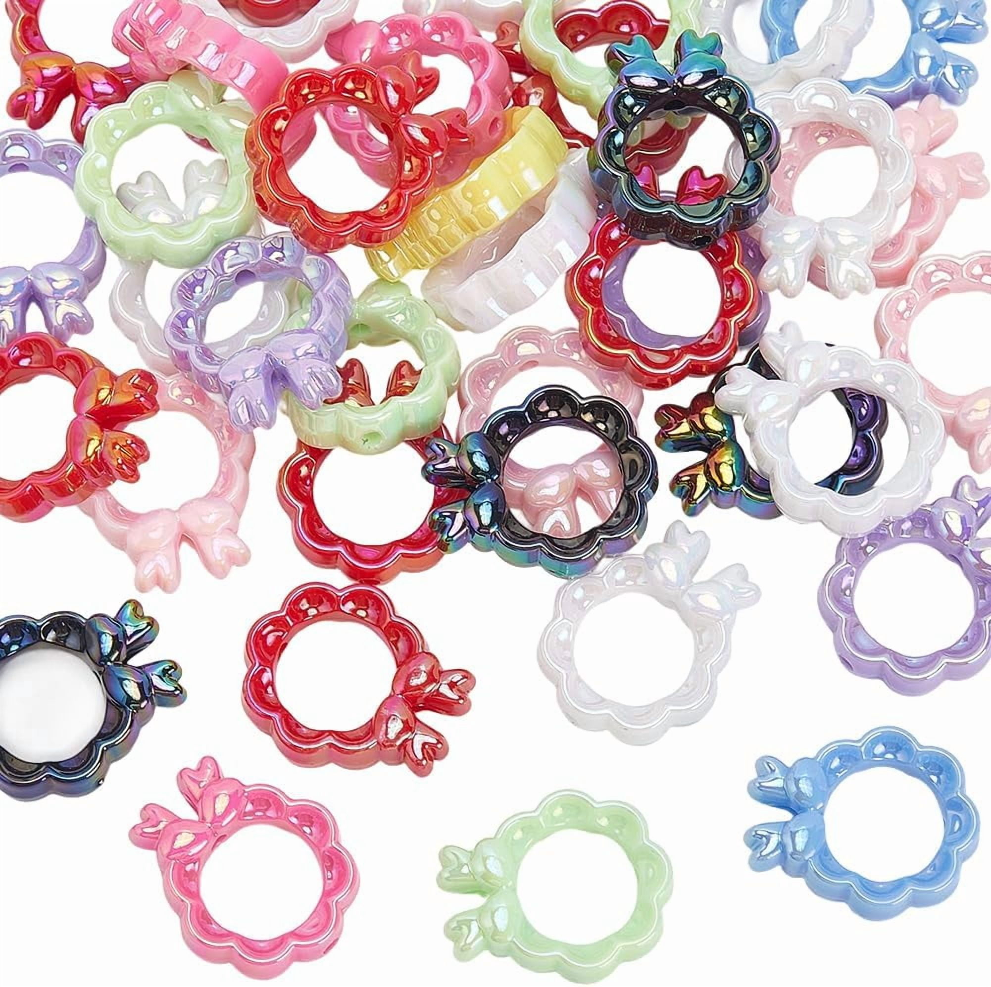 40Pcs Acrylic Beads Christmas Wreath Mixed Color 32x27x8mm Hole: 3mm ...