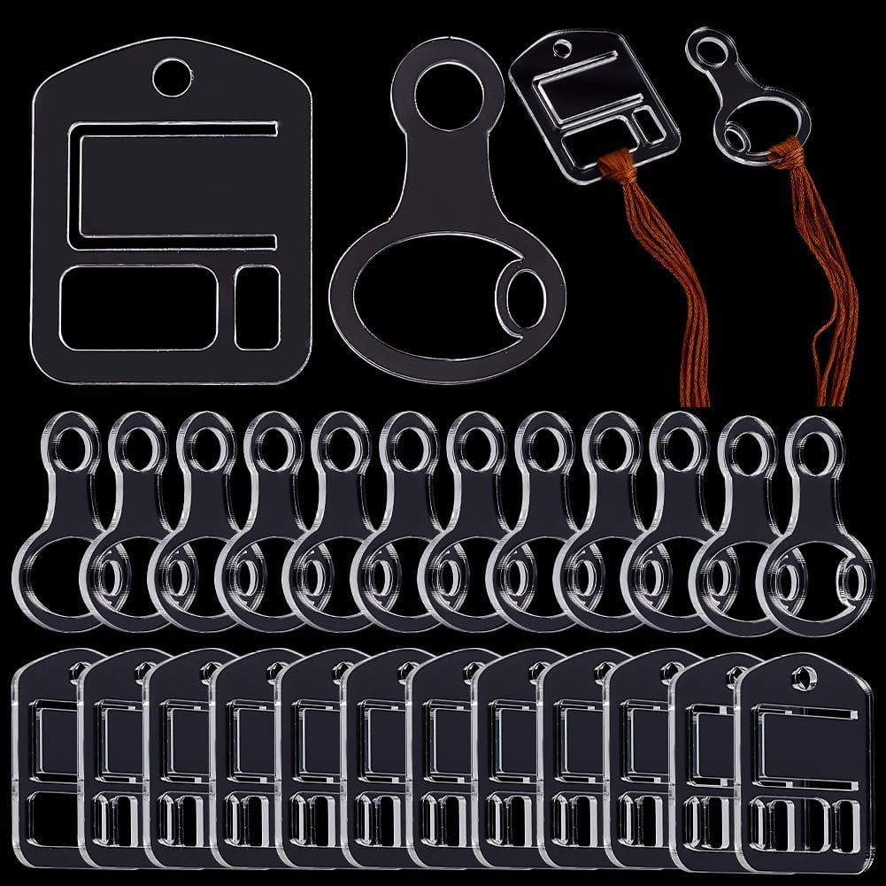 40Pcs Acrylic Floss Chips 2 Style Embroidery Transparent Clear Thread ...