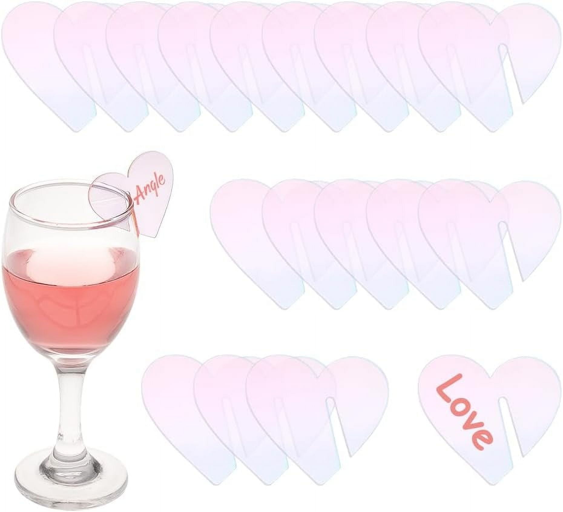 40Pcs Acrylic Wine Glass Charms Goblet Marker Heart 35x39.5x1.5mm for ...