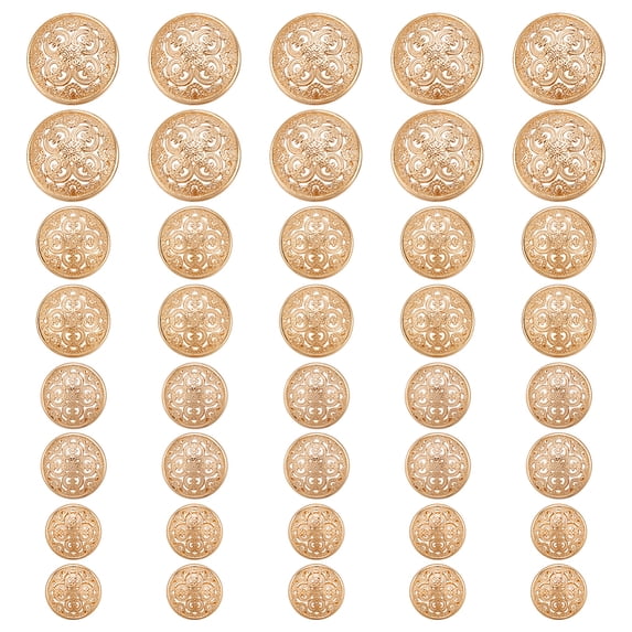 40Pcs Alloy Buttons 4 Size Golden Button Retro Hollow Sewing Button 0.6 ...