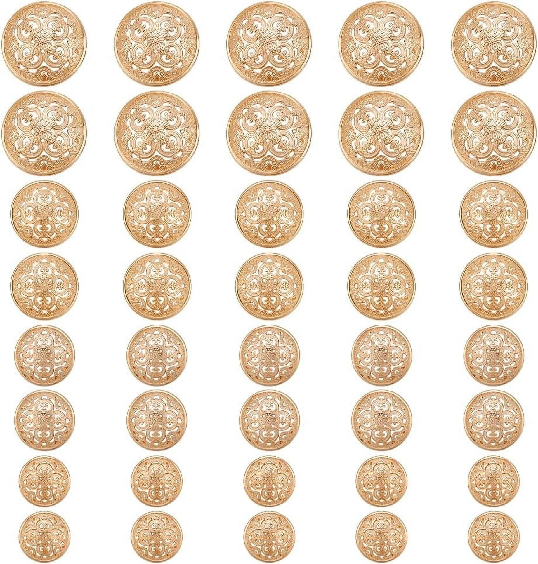 40Pcs Alloy Buttons 4 Size Golden Button Retro Hollow Sewing Button0.6/ ...