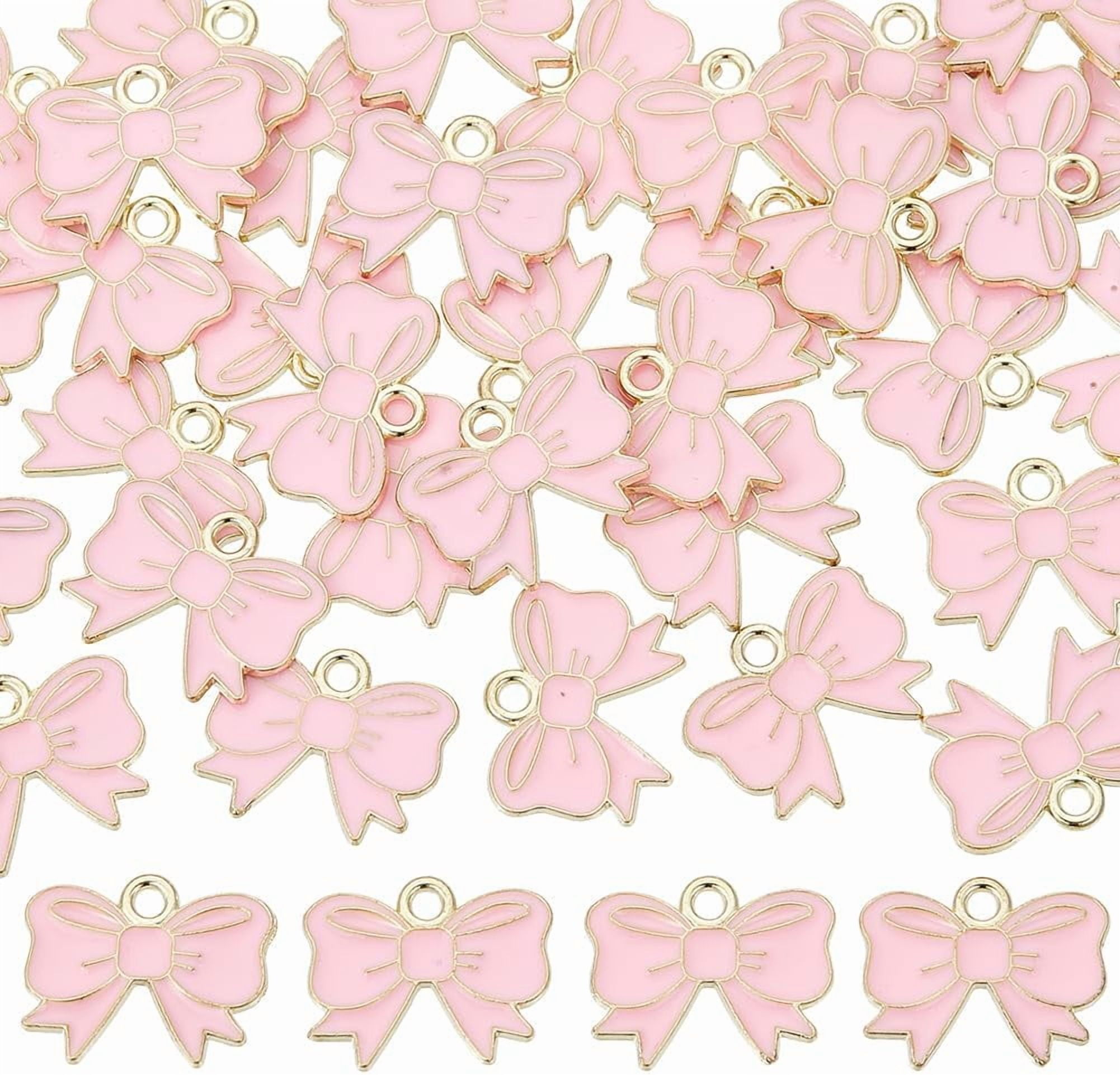 40Pcs Alloy Enamel Pendants Bowknot Pink 14.5x17x1mm Hole: 2mm ...