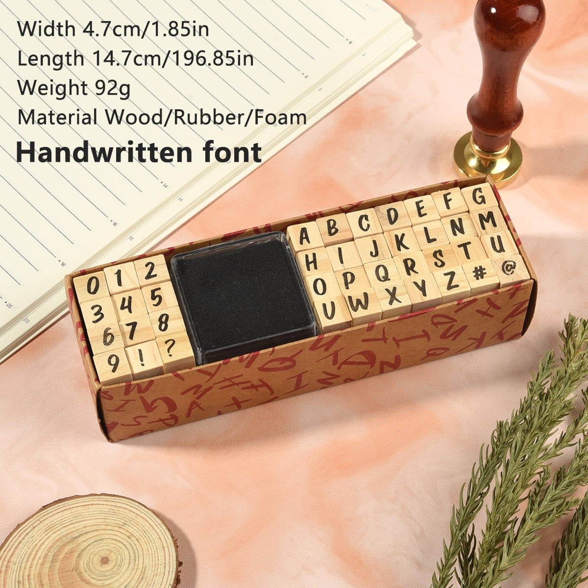 40Pcs Alphabet Stamps Vintage Wooden Rubber Letter Standard Stamp Set ...