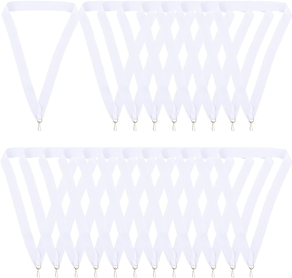 40Pcs Award Neck Ribbons White Polyester Ribbon with Snap Clips Straps ...