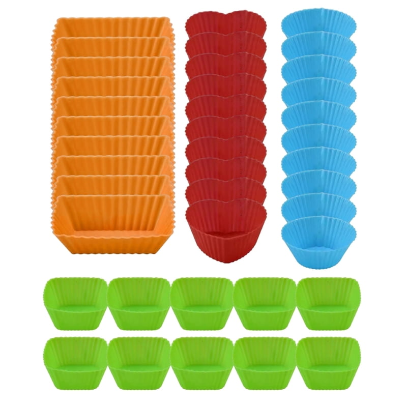 40Pcs Bakings Cups Nonstick Muffins Molds Washable Reusable Cupcakes ...
