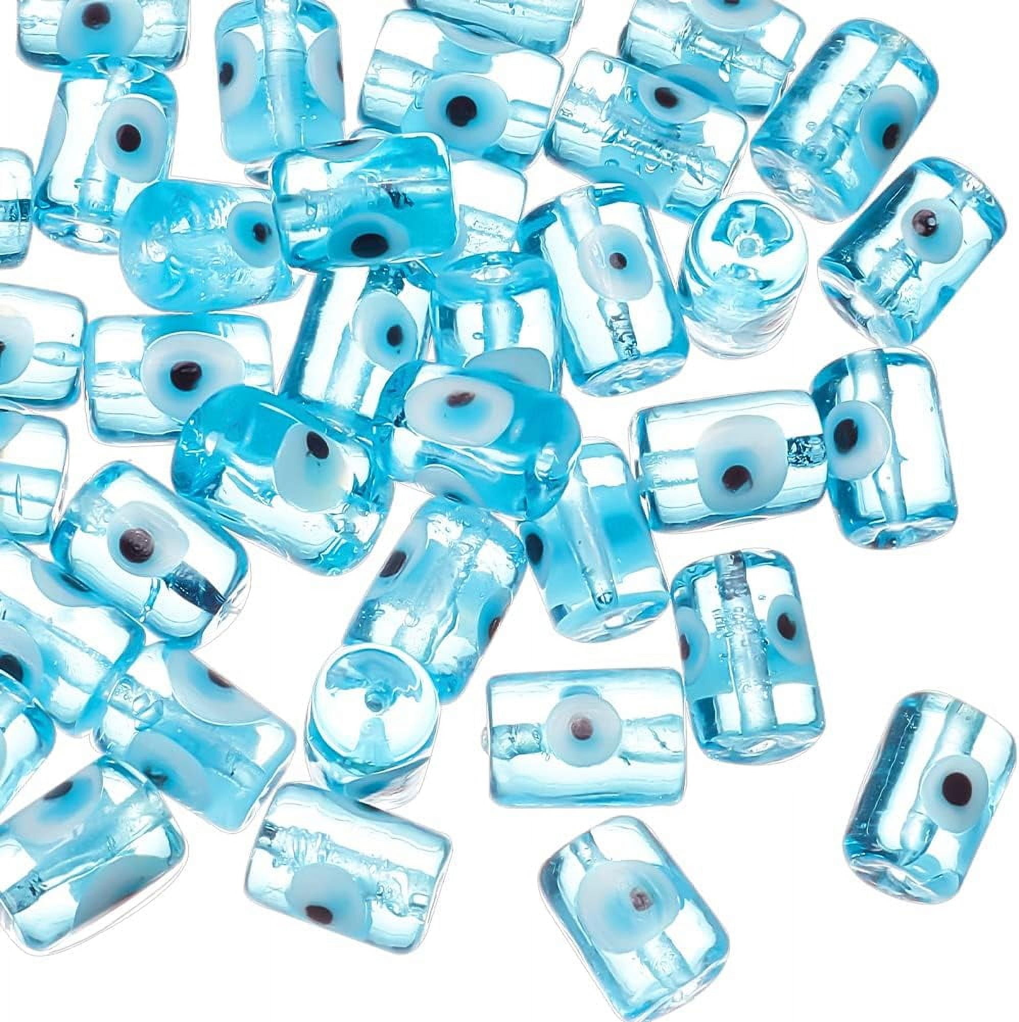 40Pcs Beads Light Sky Blue Glass Beads 14mm Long Column Spacer Beads ...